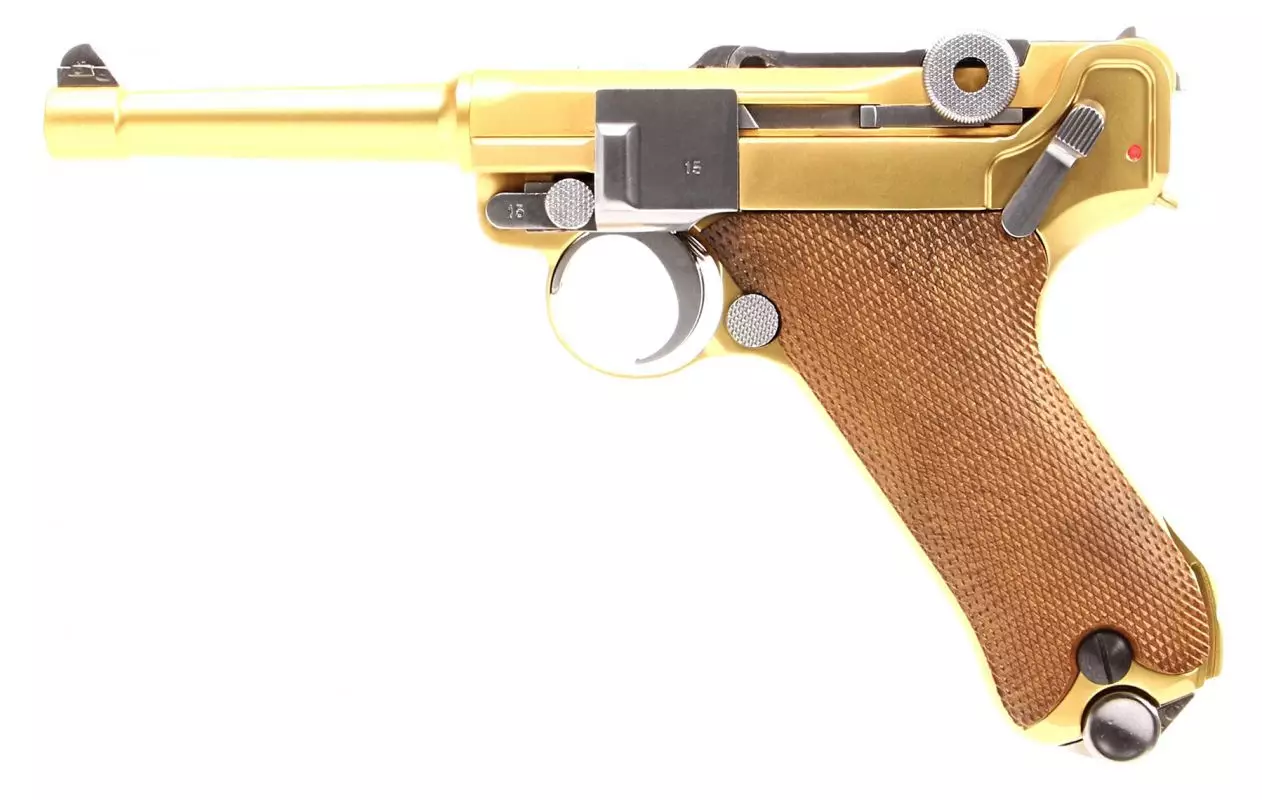 Pistolet WE Luger P08 4 Pouces GBB Gaz Blowback Full Metal - Gold